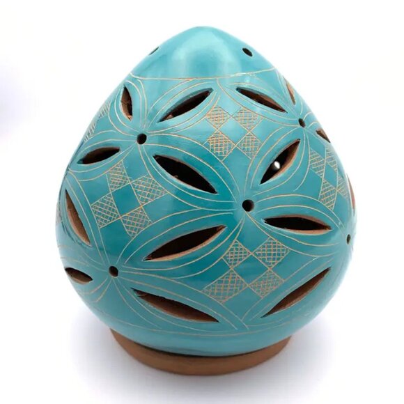 Art | Clay Luminary Geometric Flower Cutout Turquoise | Poshmark